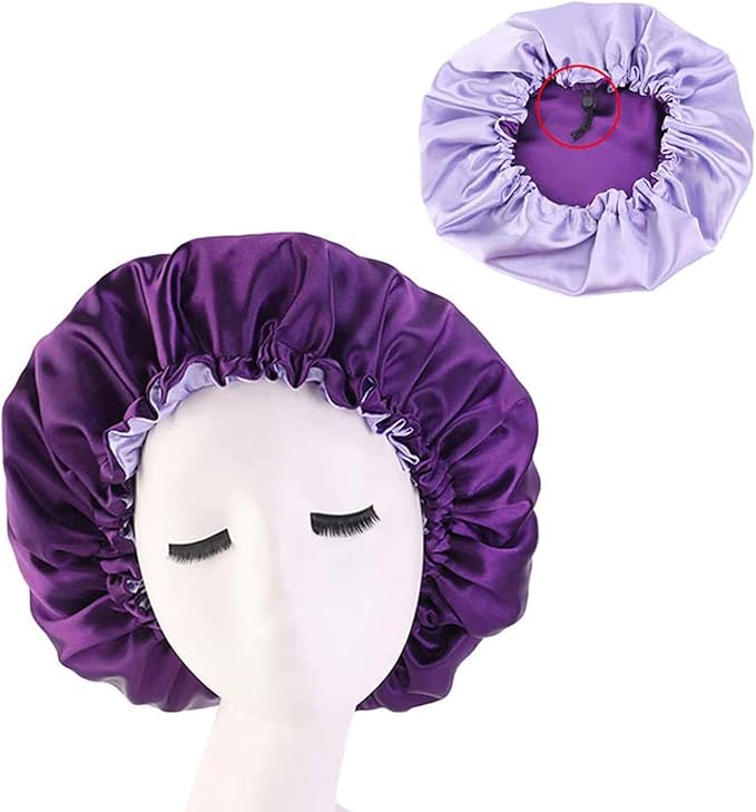 Satin Bonnet Adjustable Silk Bonnet Elastic Satin Sleep Hat Shower Cap ...